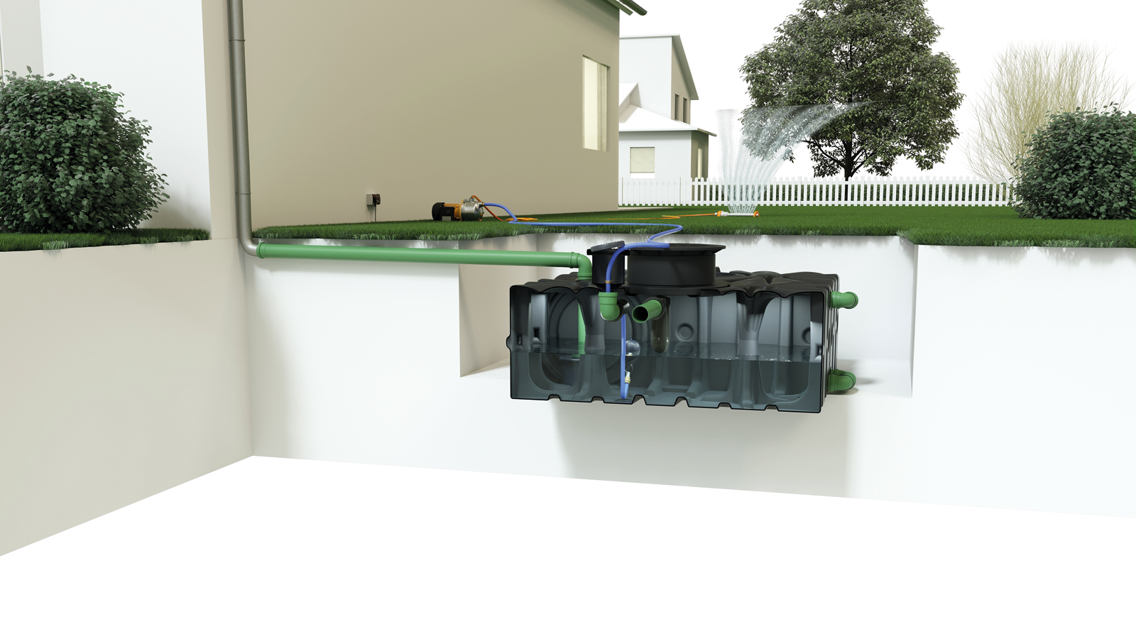 Regenwaterbuffertank basic 223x123x85 cm Zwart 2000 liter, inclusief ...